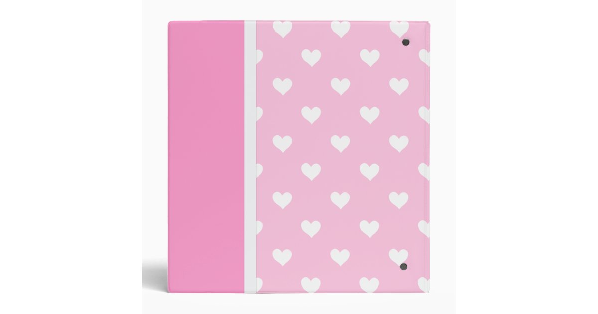 Personalized: Pink With White Heart Binder | Zazzle.com