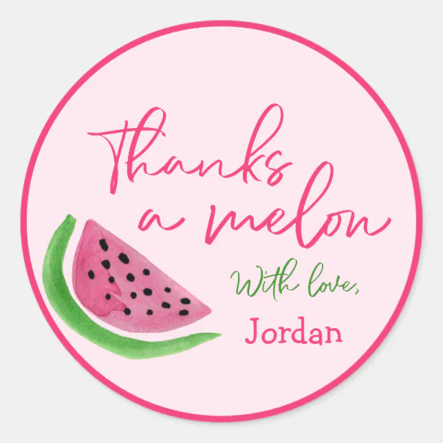 Personalized PinkThanks a Melon 1st Birthday Classic Round Sticker | Zazzle