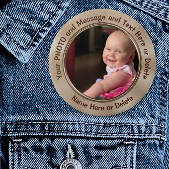 Personalized Pins with Your Photo or Logo and Text | Zazzle