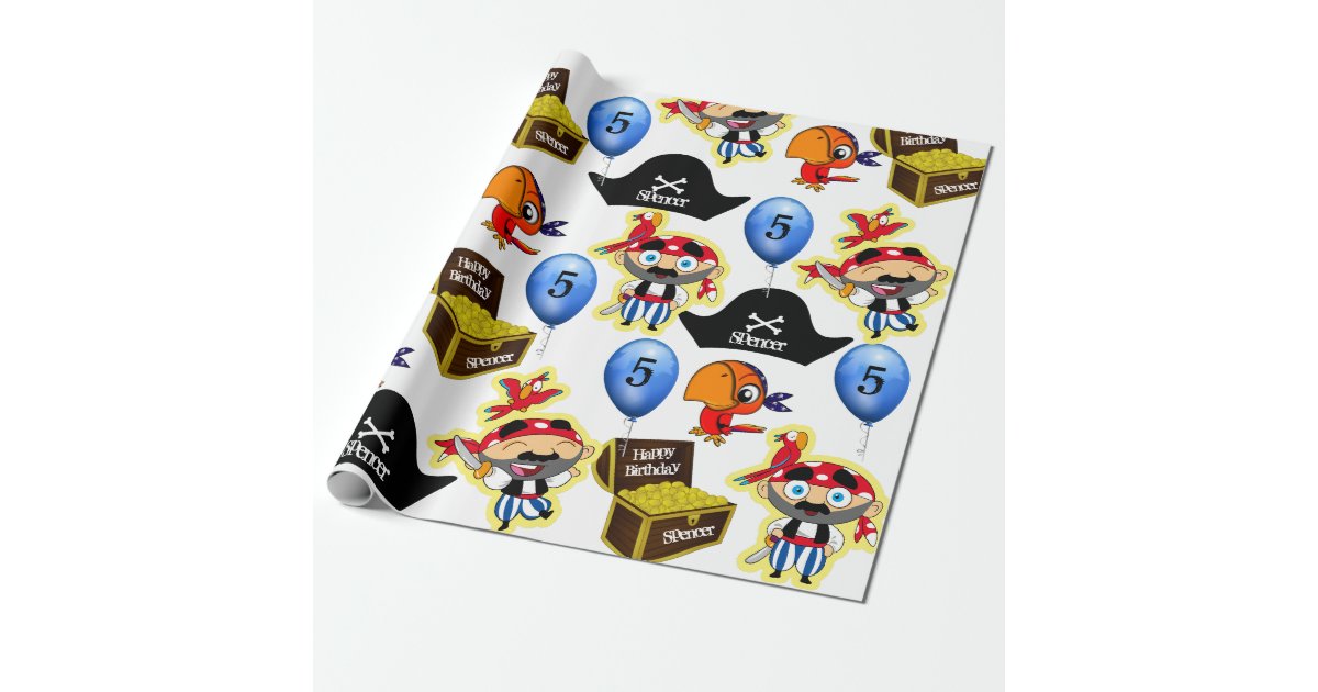 Personalized Pirate Birthday Wrapping Paper | Zazzle