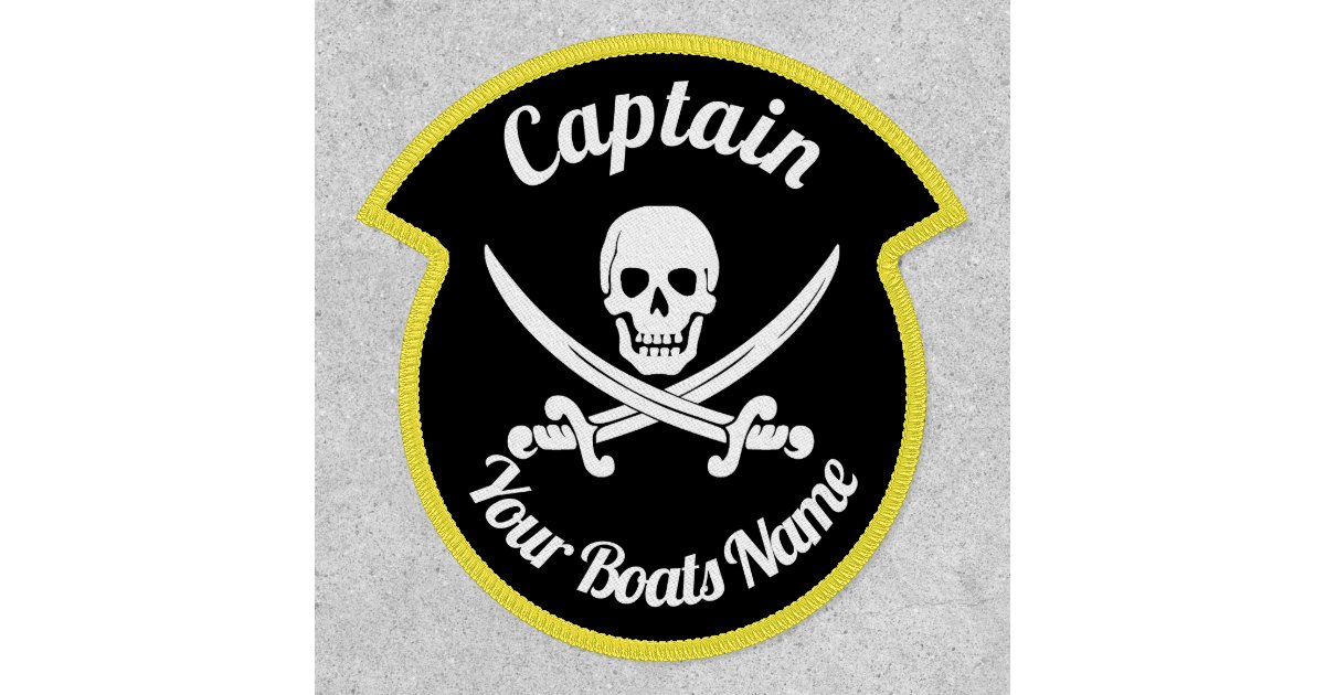 Personalized pirate captain and boat patch | Zazzle
