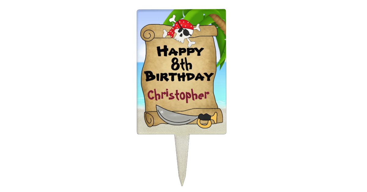Personalized Pirate Happy Birthday Cake Topper | Zazzle