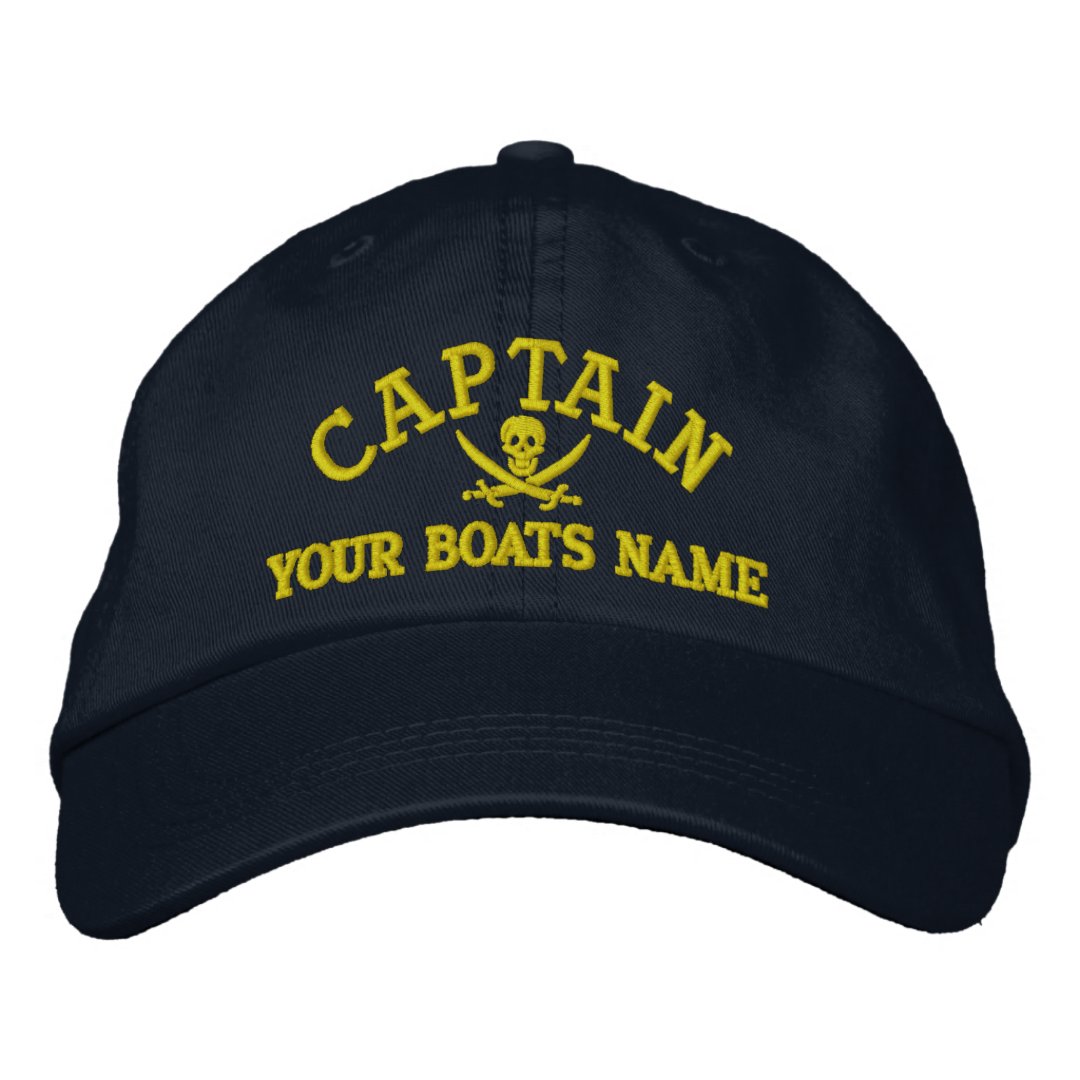 Personalized pirate sailing captains embroidered baseball hat | Zazzle