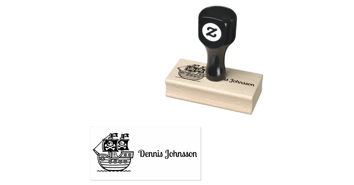 Personalized Pirate Ship Rubber Stamp | Zazzle