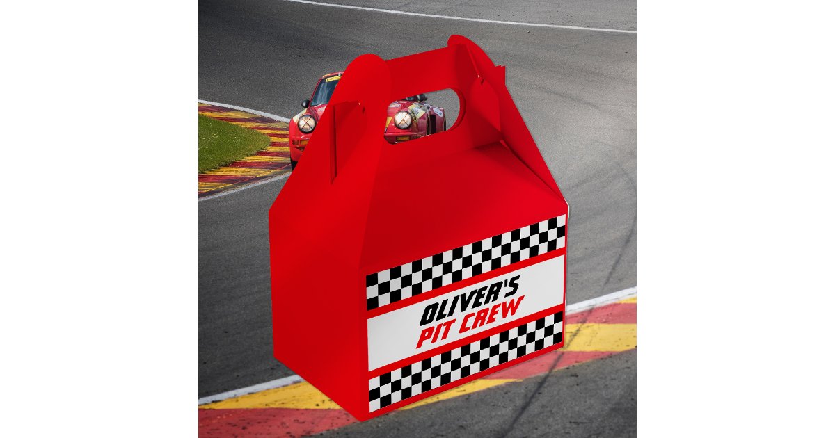 Personalized Pit Crew Checkered Flag Party Favor Boxes | Zazzle
