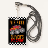 Personalized Pit Crew Monster Truck VIP Pass Badge | Zazzle