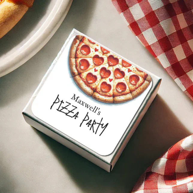 Personalized Pizza Party Birthday Stickers | Zazzle