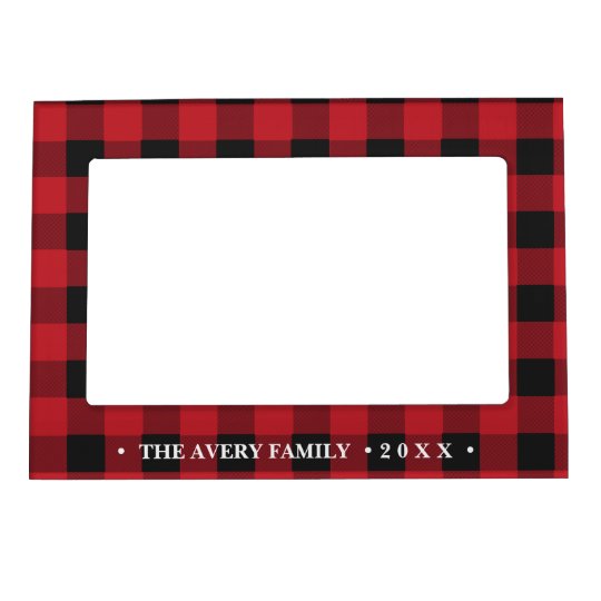 Personalized Plaid red and black Magnetic Frame | Zazzle.com