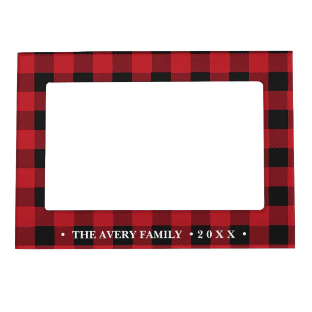 Personalized Plaid red and black Magnetic Frame | Zazzle