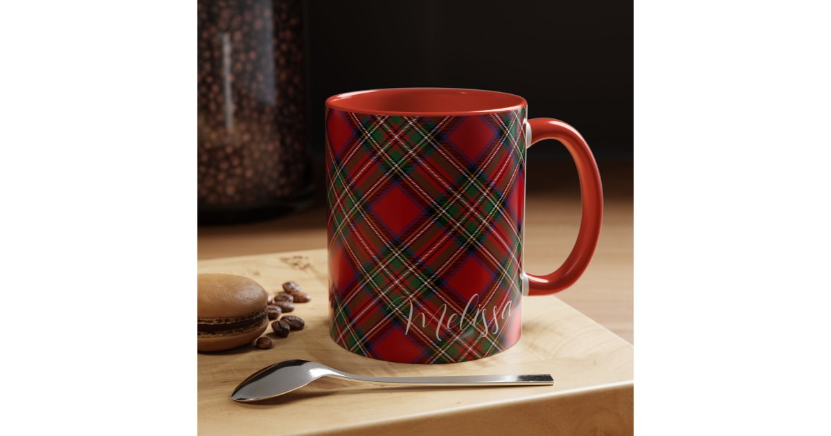 Personalized Plaid Red Green Clan Stewart Tartan Mug | Zazzle