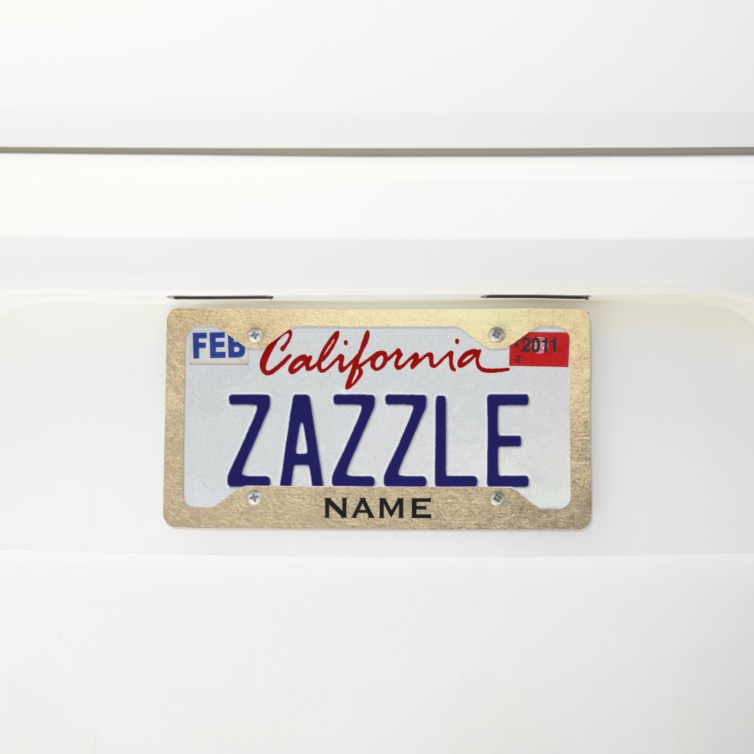 Personalized Platinum Gold Foil Photo Effect License Plate Frame | Zazzle