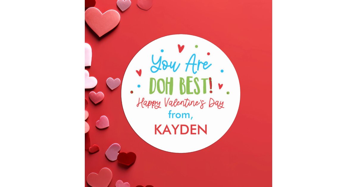 Personalized Play Doh Valentine Day Treat Classic Round Sticker | Zazzle