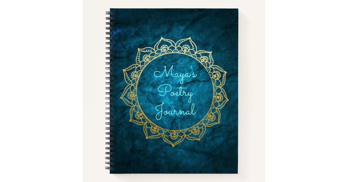 Personalized Poetry Journal Gold Mandala | Zazzle
