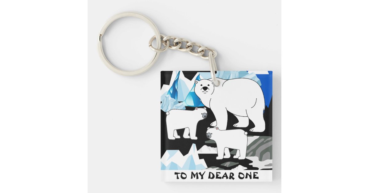 Personalized Polar Bear Mom Keychain | Zazzle