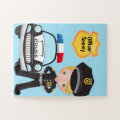 Personalized Police Officer and Patrol Car Kids Ji Jigsaw Puzzle | Zazzle