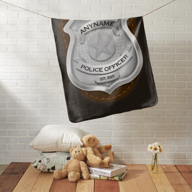Personalized Police Officer Sheriff Cop NAME Badge Baby Blanket | Zazzle