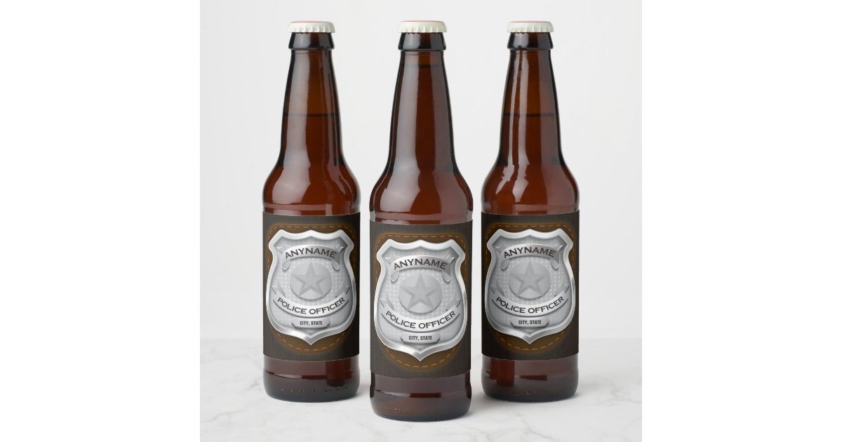 Personalized Police Officer Sheriff Cop NAME Badge Beer Bottle Label ...
