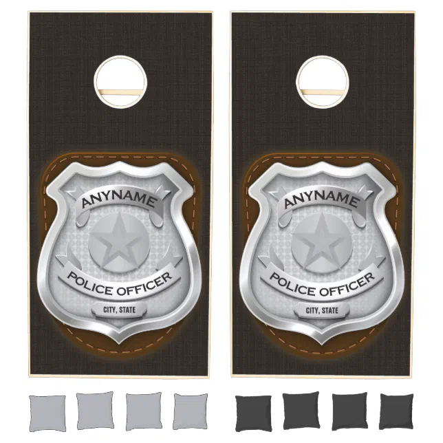 Personalized Police Officer Sheriff Cop NAME Badge Cornhole Set | Zazzle
