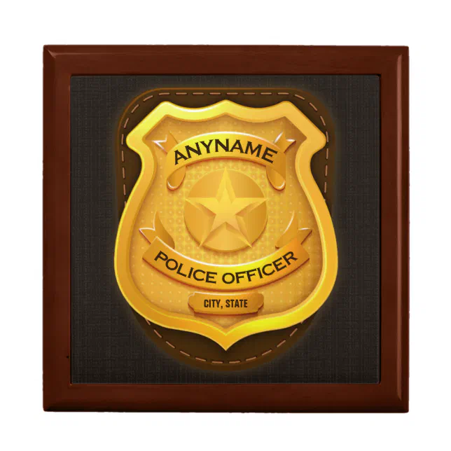 Personalized Police Officer Sheriff Cop NAME Badge Gift Box | Zazzle