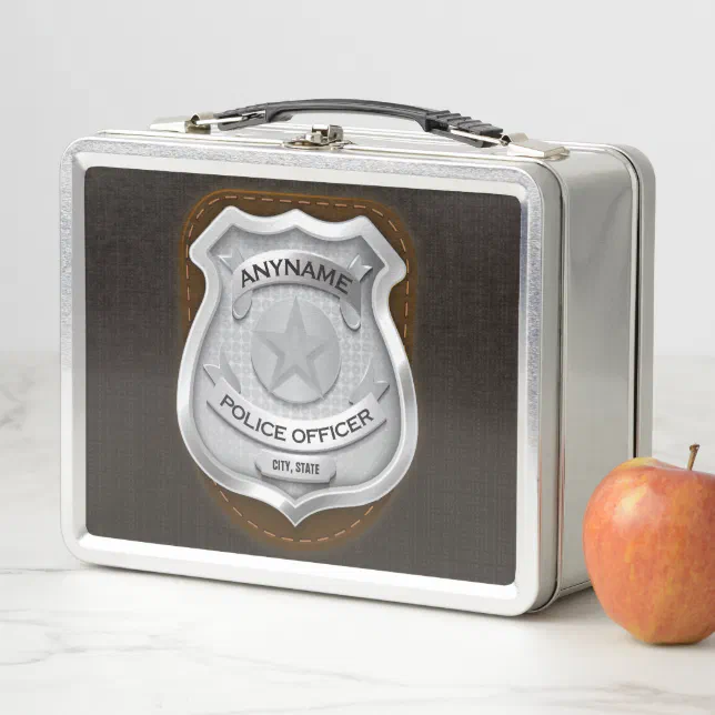 Personalized Police Officer Sheriff Cop NAME Badge Metal Lunch Box | Zazzle