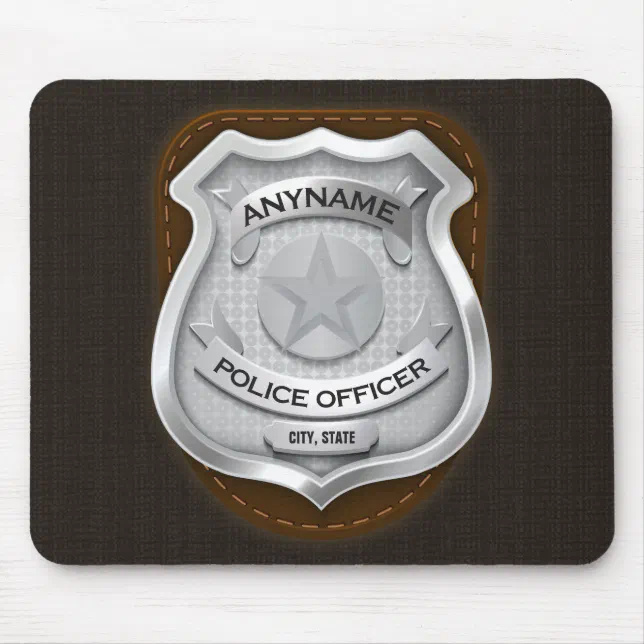 Personalized Police Officer Sheriff Cop NAME Badge Mouse Pad | Zazzle