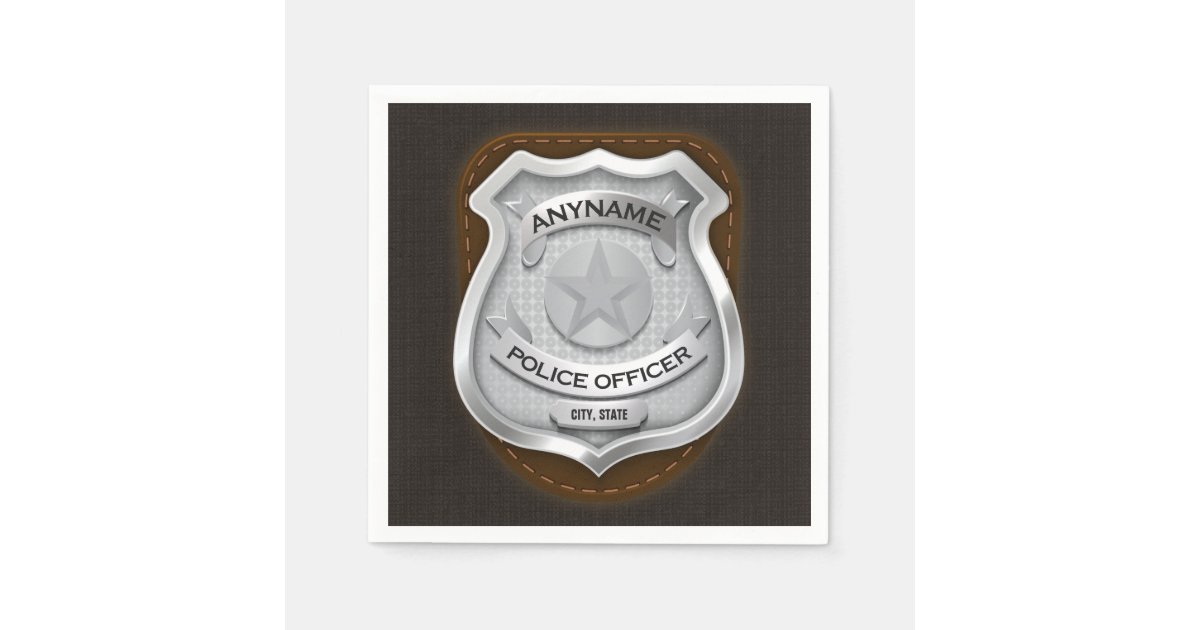 Personalized Police Officer Sheriff Cop NAME Badge Napkins | Zazzle