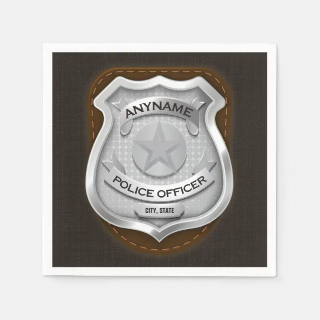 Personalized Police Officer Sheriff Cop NAME Badge Napkins | Zazzle