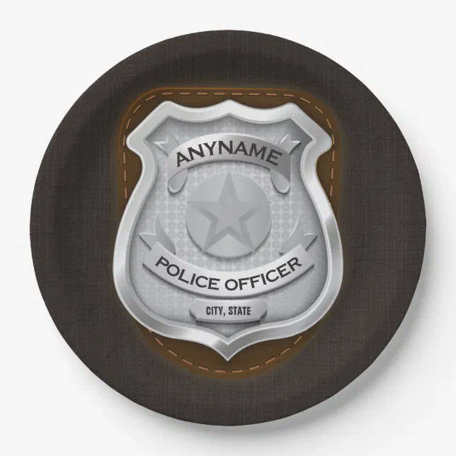 Personalized Police Officer Sheriff Cop NAME Badge Paper Plates | Zazzle