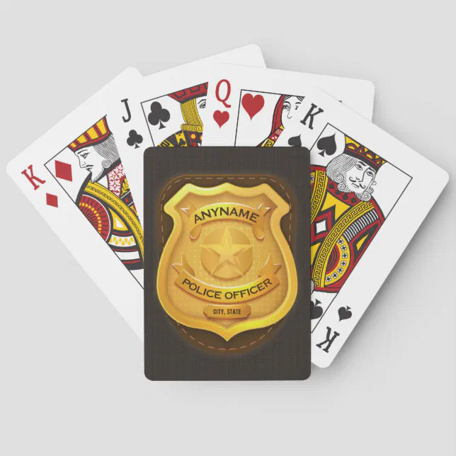 Personalized Police Officer Sheriff Cop NAME Badge Poker Cards | Zazzle