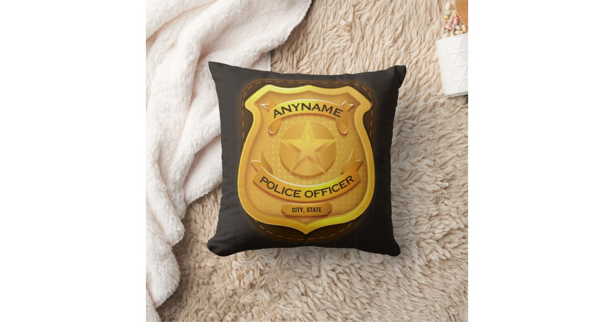 Personalized Police Officer Sheriff Cop NAME Badge Throw Pillow | Zazzle