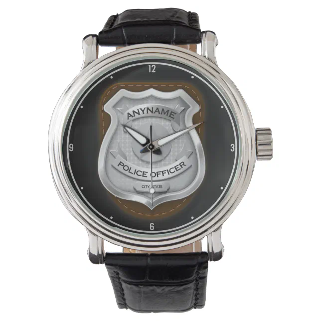Personalized Police Officer Sheriff Cop NAME Badge Watch | Zazzle