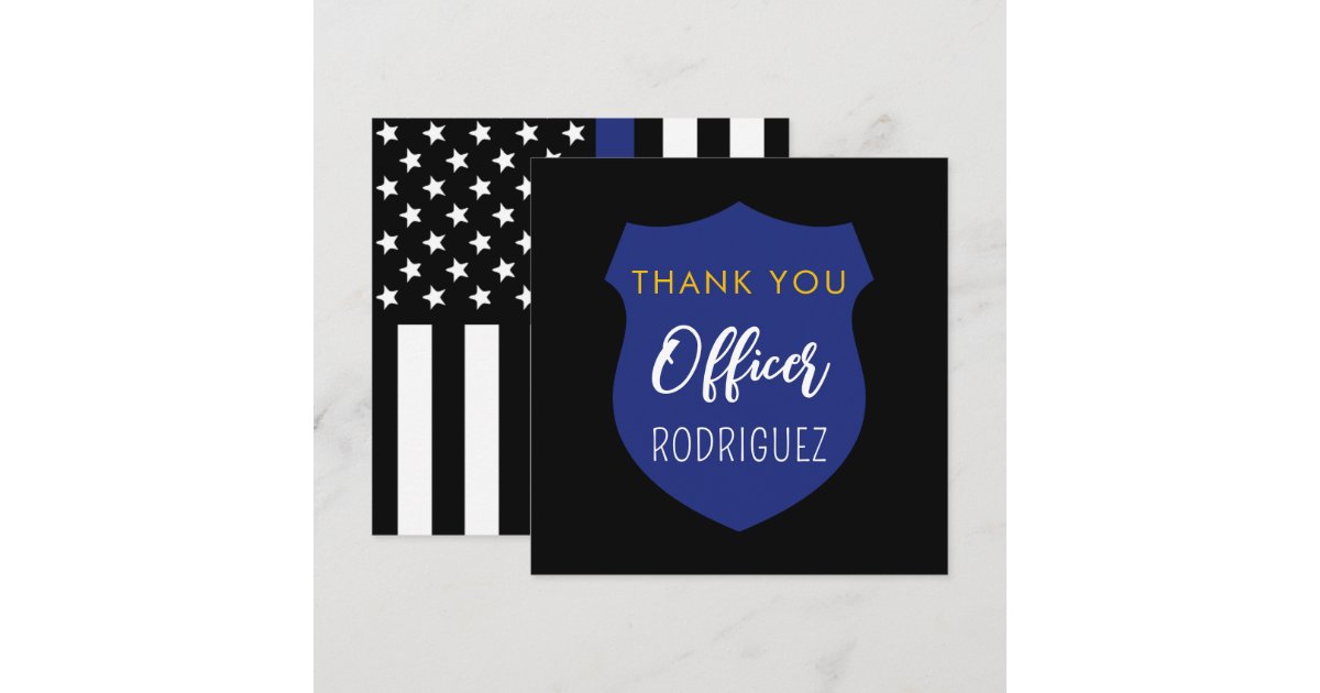 Personalized Police Officer Thank You Card | Zazzle