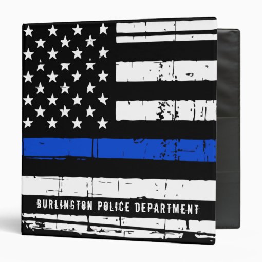 Personalized Police Officer Thin Blue Line 3 Ring Binder | Zazzle