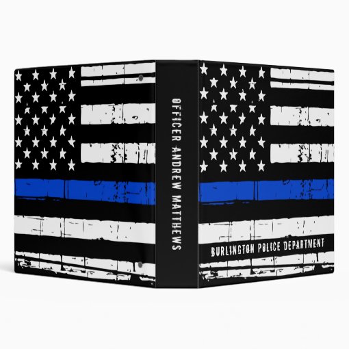Personalized Police Officer Thin Blue Line 3 Ring Binder | Zazzle