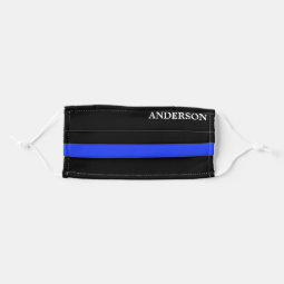 Personalized Police Officer Thin Blue Line Adult Cloth Face Mask | Zazzle