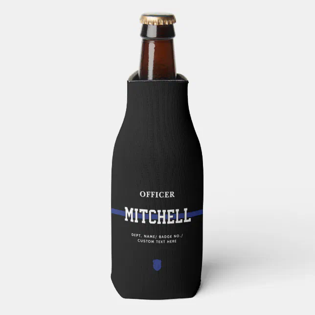 Personalized Police Officer Thin Blue Line Bottle Cooler | Zazzle