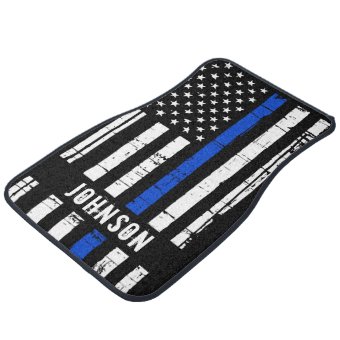 Personalized Police Officer Thin Blue Line Car Floor Mat | Zazzle
