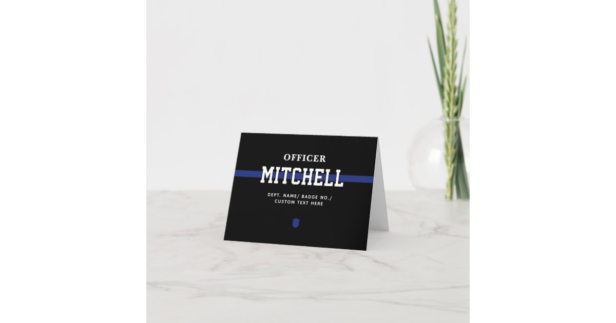 Personalized Police Officer Thin Blue Line Card | Zazzle