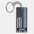 Personalized Police Officer Thin Blue Line Keychain | Zazzle