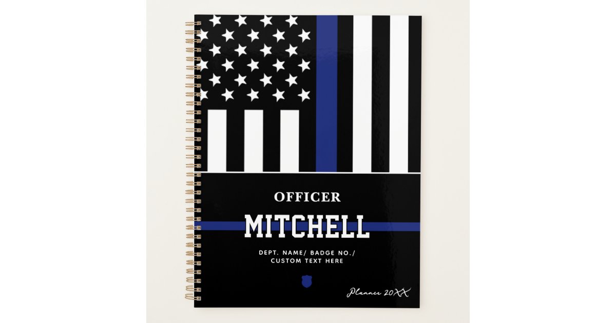 Personalized Police Officer Thin Blue Line Planner | Zazzle