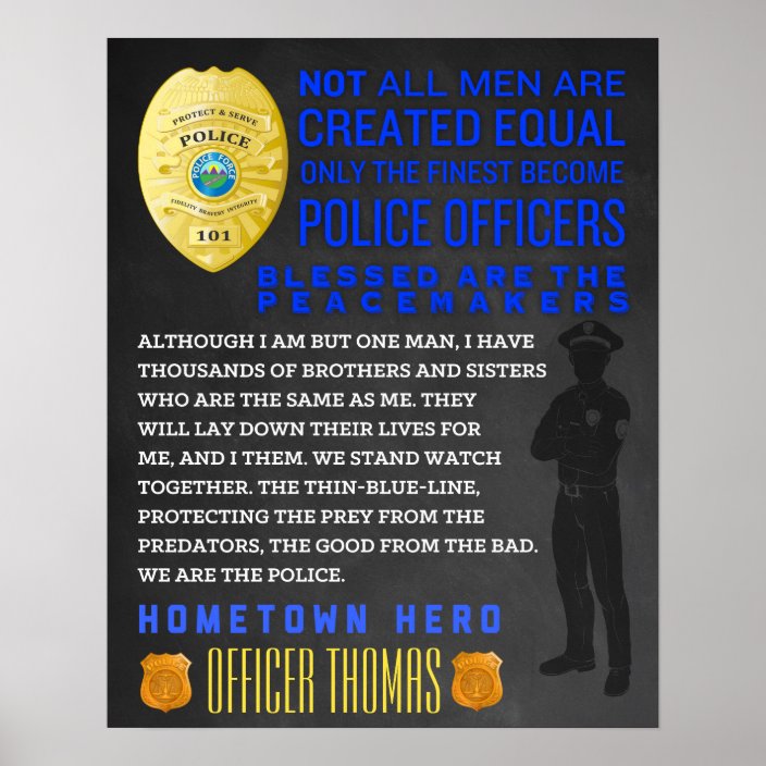 Personalized Policeman Gift. Police Sign. EMT Poster | Zazzle.com