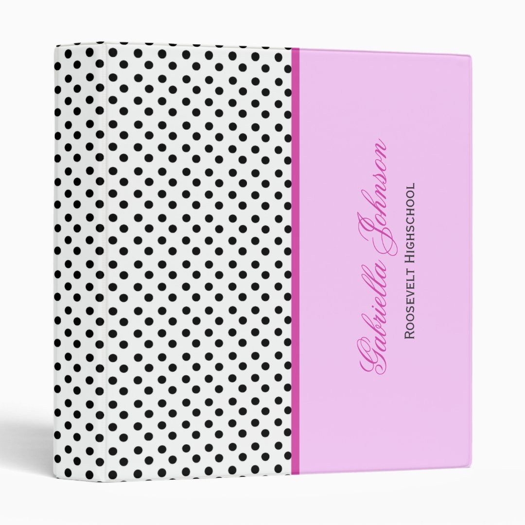 Personalized Polka Dot Binder | Zazzle
