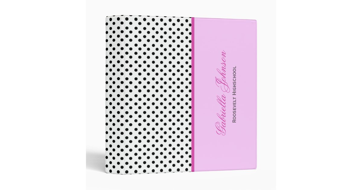 Personalized Polka Dot Binder | Zazzle