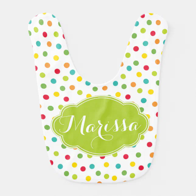 Personalized Polka Dots Bib | Zazzle