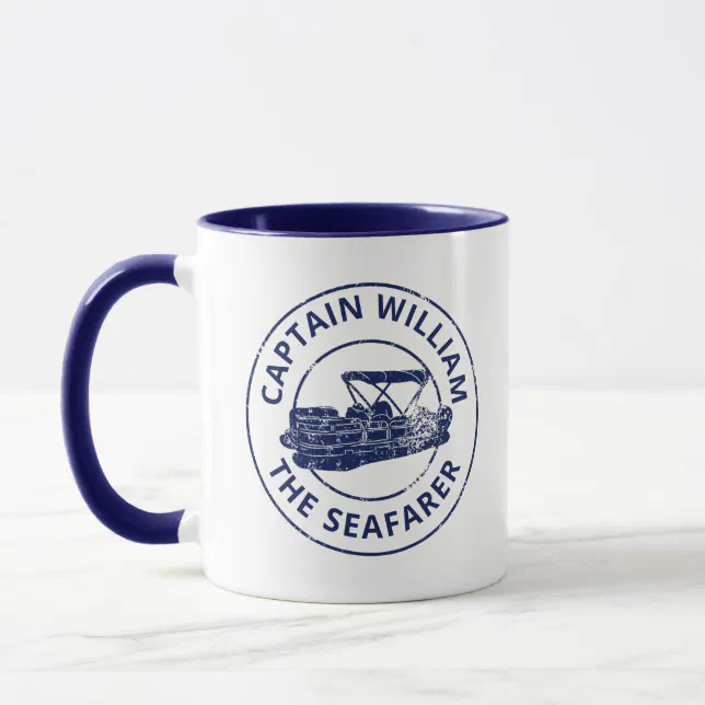 Personalized Pontoon Boat Owners Distressed Style Mug | Zazzle