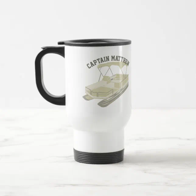 Personalized Pontoon Boat Travel Mug in Tan | Zazzle