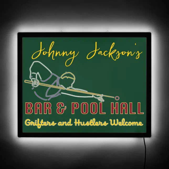 Personalized Pool Hall Neon Glow Style Game Room LED Sign | Zazzle