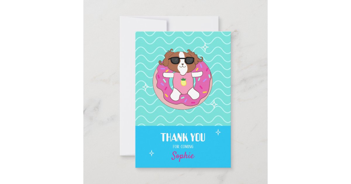 Personalized Pool Party Themed Thank You Cards | Zazzle