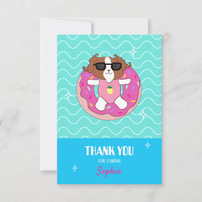 Personalized Pool Party Themed Thank You Cards | Zazzle