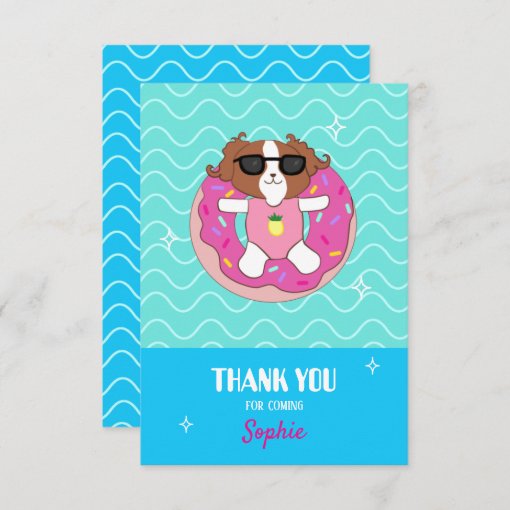Personalized Pool Party Themed Thank You Cards | Zazzle